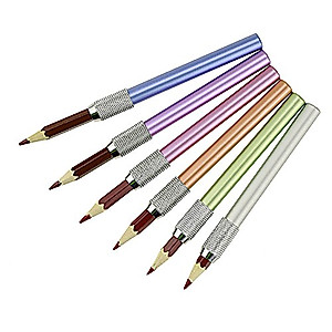 YOUSHARES Aluminum Assorted Colors Pencil Lengthener – Pencil Extender Holder for Colored Pencils in Regular Size (6 Pcs)