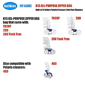 Katikies K13 k14 K16 Pool Cleaner All Purpose Bag fit TR28P/280/280 Tank Trax/480 Pool Cleaner Zippered,All Purpose (2piece)