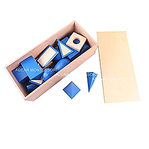 Adena Montessori Geometric Solids with Stand, Bases, and Box Materials Sensorial Educational Tools Preschool Equipment Early Learning Toy