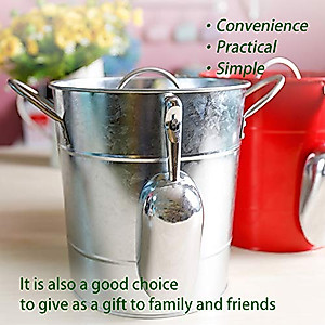 T586 4L Silver Metal Galvanized Double Walled Ice Bucket Set With Lid And Scoop