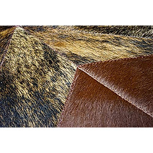 rodeo Texas Star Patch Work Cowhide Rug with linging Diameter 40 in (Burbon)
