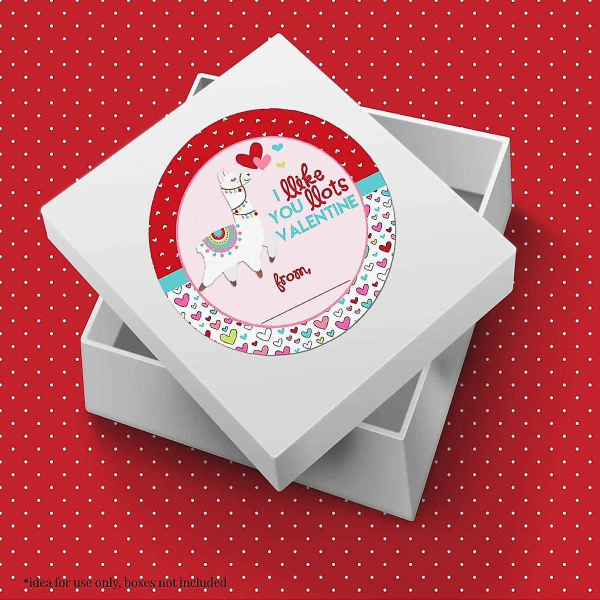 Like You Lots Llama-Themed Valentine Party Favor Sticker Labels, 40 2" Party Circle Stickers by AmandaCreation, Great for Classroom Valentines, Envelope Seals, Gifts & Treats