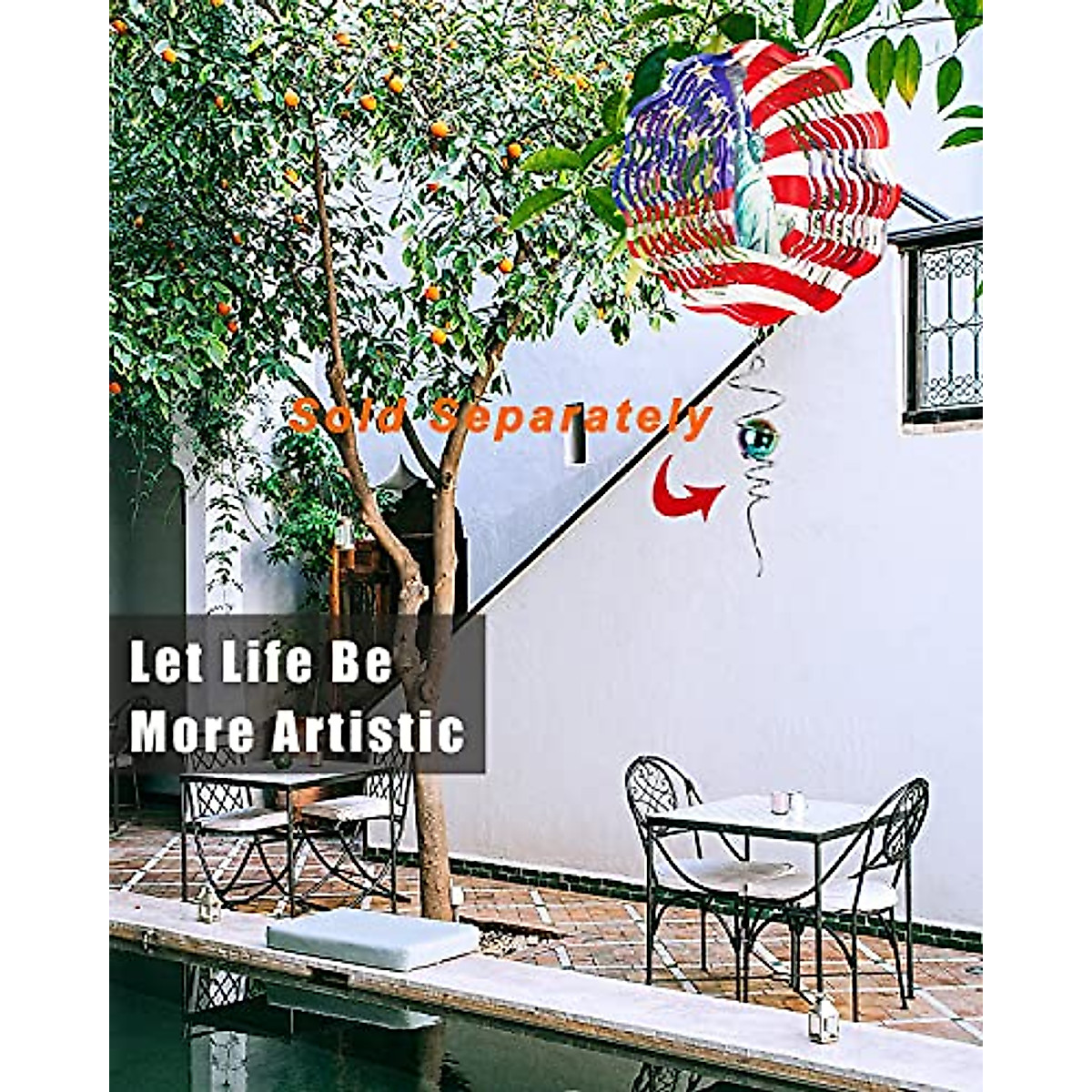 Metal Wind Spinners Outdoor Large,USA Statue of Liberty Craft Spinner Hanging Decor,12in Yard Ornaments 3D Kinetic Spinner,Patriotic American Flag Wind Spinner Gift,Wind Catchers & Spinners Garden Art