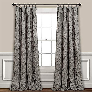 Lush Decor Ravello Pintuck Vintage Chic Farmhouse Curtains, Single Curtain Panel, 52"W x 84"L, Gray