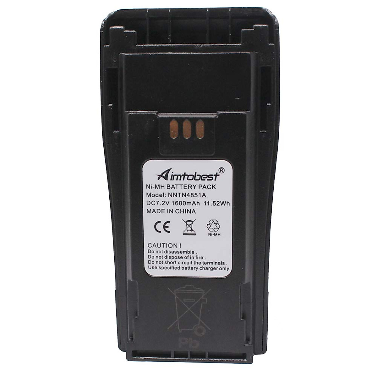 Aimtobest NNTN4851 1600mAh Ni-MH Battery Compatible for Motorola CP200 CP200D PR400 EP450 EP450S DEP450 CP140 CP160 CP180 CP250 GP3688 GP3188 Radio NNTN4851A NNTN4496 NNTN4497
