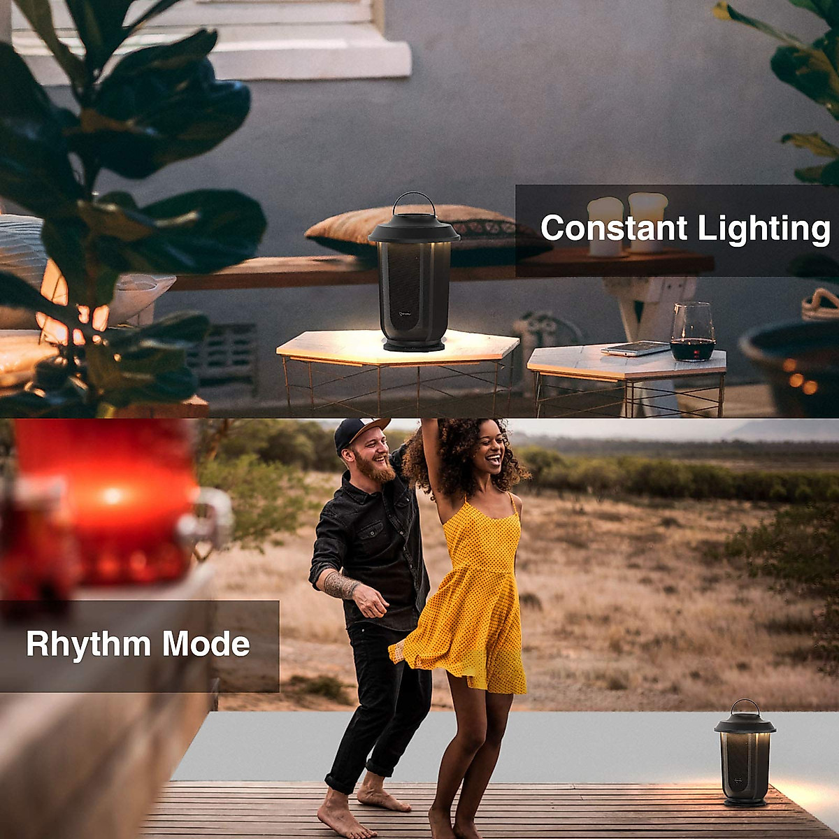 Onforu Outdoor Bluetooth Speaker with LED Lights, 2 Pack Wireless Loud Stereo Sound Lantern Speakers, True Wireless Stereo Pairing Patio Speaker for Christmas Party Garden, Bluetooth 5.0