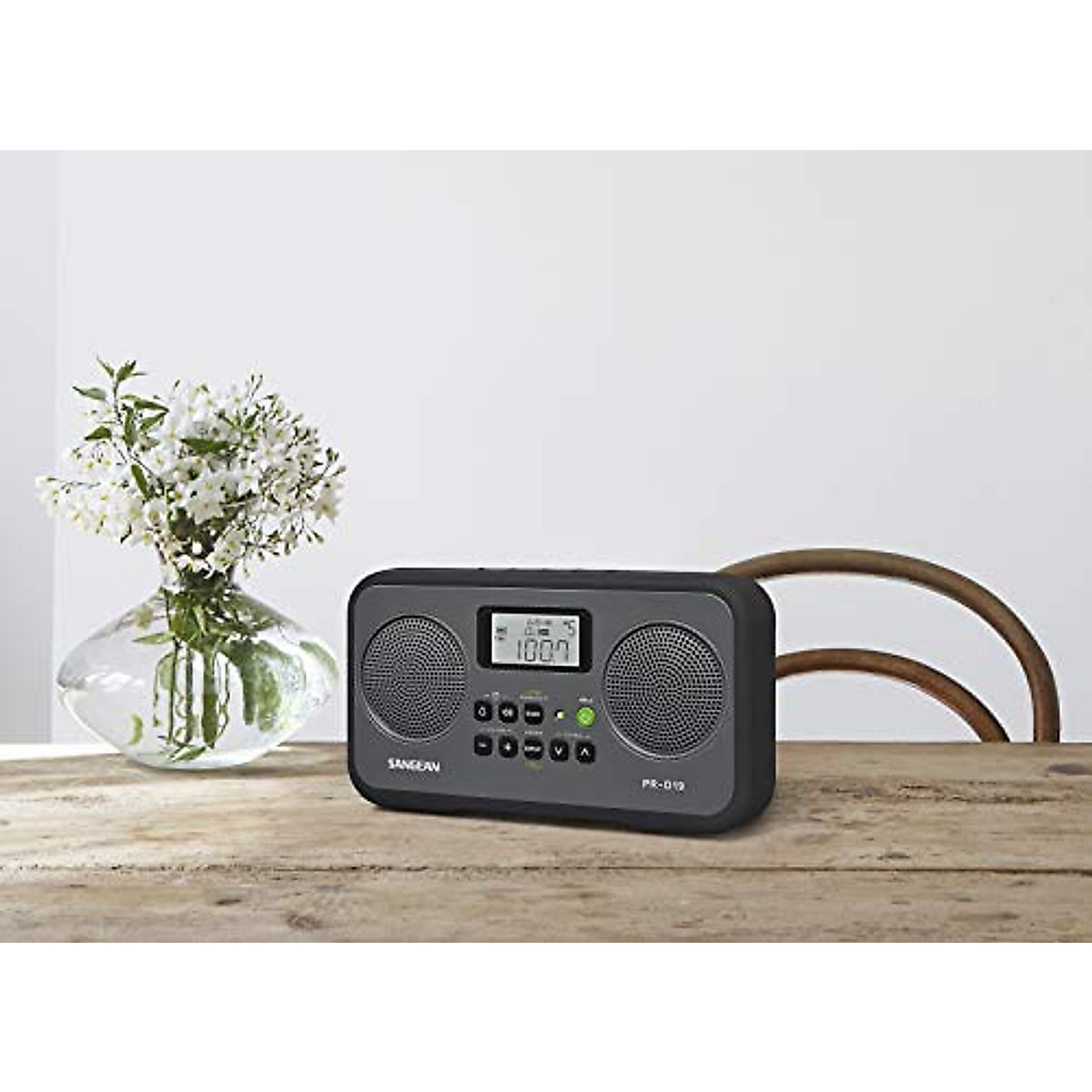 Sangean PR-D19BK FM Stereo/AM Digital Tuning Portable Radio with Protective Bumper (Gray/Black)