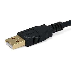 Monoprice USB-A Male to USB-B Male 2.0 Cable - 28/24AWG, Shielded, Gold Plated, 3 Feet, Black