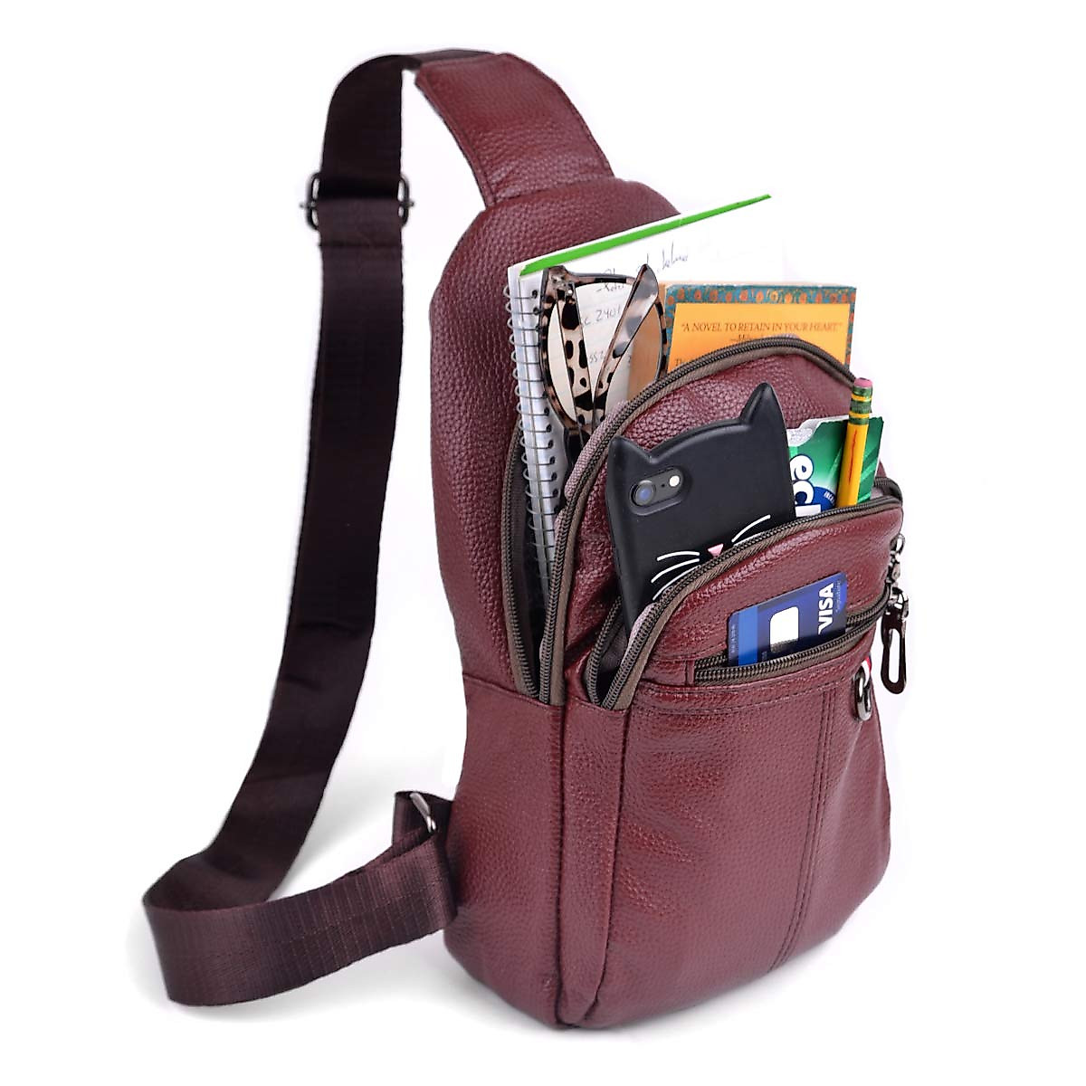 WESTEND Synthetic Leather Crossbody Sling Bag Backpack with Adjustable Strap