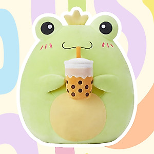 PLAYNICS Large Frog Plush Pillow Stuffed Animal Toy,Big Size Cute Soft Toys 13" Fat Kawaii Hugging Pillows Cuddle Huggable Plushie,Gift for Kids