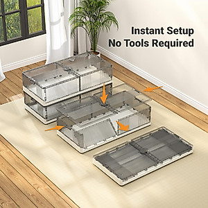 eShelf Under Bed Storage with Wheels, 3 Pack 27Gal Stackable Under Bed Storage Containers, Foldable Organizer Storage Bins with Lids, Collapsible Storage Drawers for Clothes, Bed Sheets, Shoes, Books