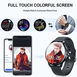 SKMEI Smart Watch Men, Smart Watch for Android iPhones with Pedometer, Waterproof Android Smart Watch with Heart Rate Blood Pressure Monitor Call Reminder Smartwatch for iOS Android