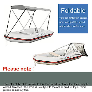 Bimini Tops for Boat 2 Bow Portable Foldable Bimini Top Oxford Cloth Cover with Aluminum Frame Quick Release Clips for Width 3.3-4.6 ft Rib,Small Jon Boat,Fishing Boat,Inflatable Boat,Dinghy