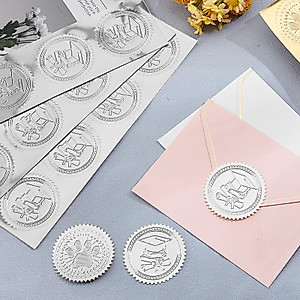 CRASPIRE Vine Leaf Certificate Seal Silver Envelope Embossed Stickers 100pcs Self-Adhesive Foil Medal Award Label Medal Achievement Sticker for Wedding Invitation Graduation Office Notary Gift