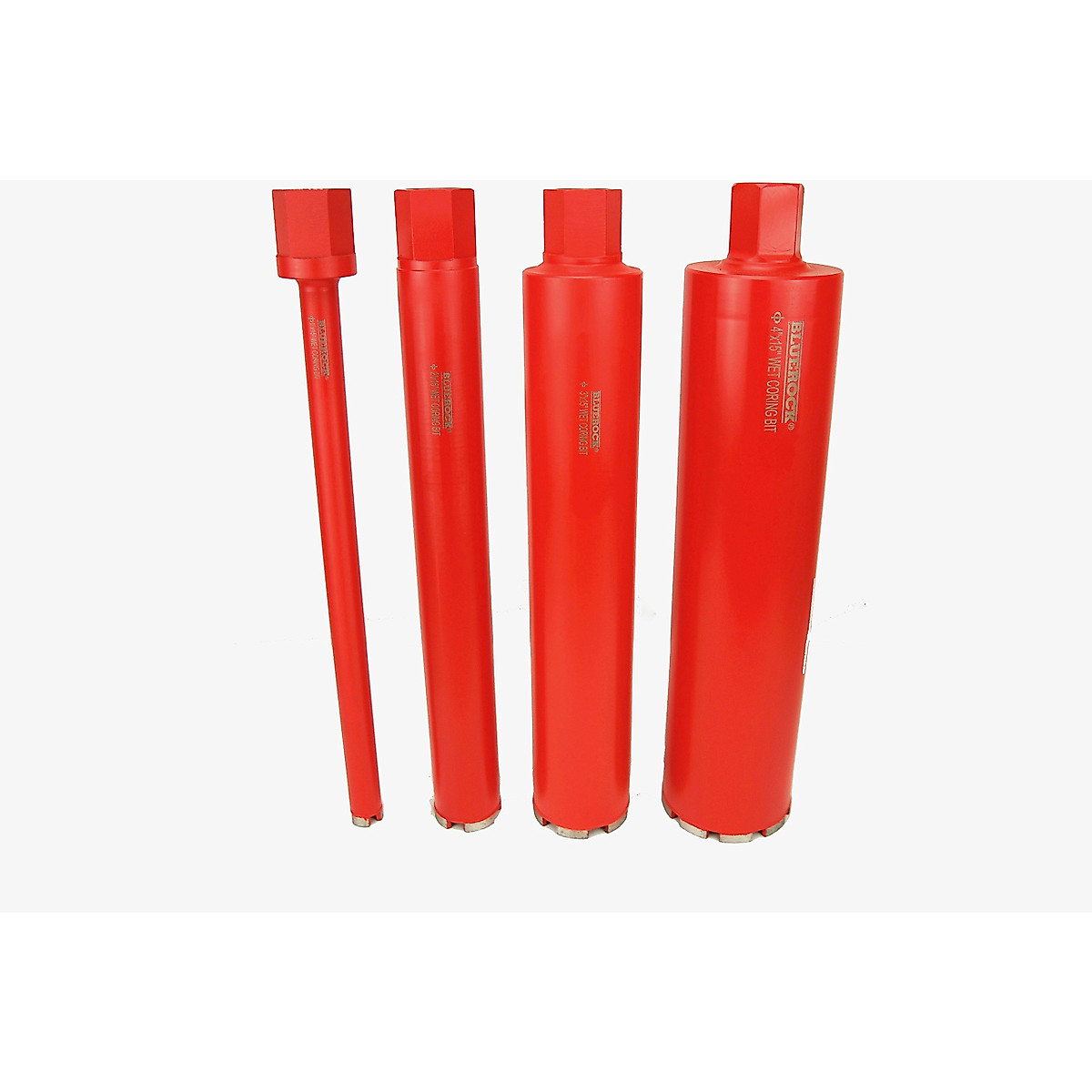 1"-4" Inch Diamond Wet Core Drill Bit Set 1-1/4” Threaded by BLUEROCK Tools for Concrete Rebar Asphalt Brick Rock Masonry Hole Barrel Coring