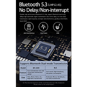 GAROGYI USB Bluetooth 5.3 Adapter for PC, Supports Windows 11/10/8.1/7,5.3+EDR Bluetooth Wireless Transmitter Receiver for Desktop, Laptop, Mouse, Keyboard, Printers, Headsets (Black)