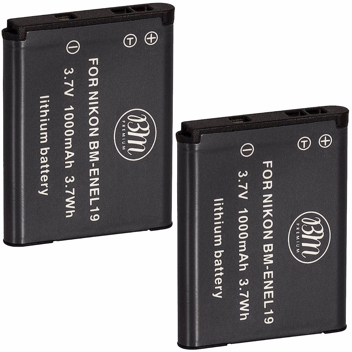 BM Premium 2 EN-EL19 Batteries for Nikon Coolpix A300, W100, W150, S33, S100, S3100, S3200, S3300, S3500, S3600, S3700, S4100, S4200, S4300, S5200, S5300, S6400, S6500, S6800, S6900, S7000 Cameras