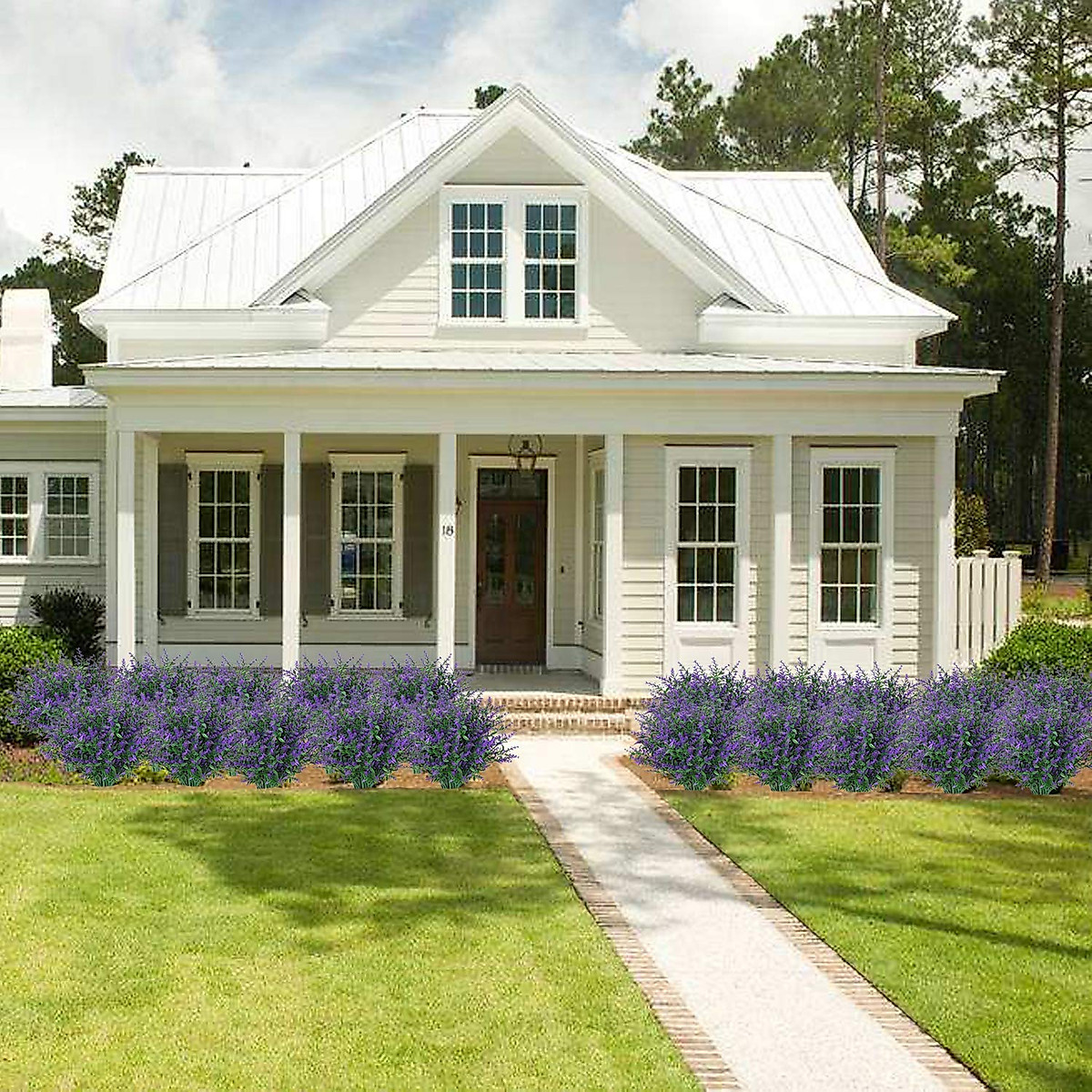 18 Pack Artificial Lavender Flowers Bouquet Fake Plants for Indoor Outdoor UV Resistant Plastic Flowers with Stems Decor Home ,Wedding, Party, Garden, Patio, Office, (Purple)