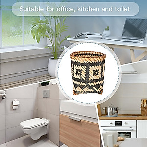 MAGICLULU Bamboo Trash Can, Woven Waste Basket Decorative Wicker Basket 8 Inch Boho Rubbish Bin Woven Pot Bamboo Vase Garbage Can Office Rattan Weaving Basket