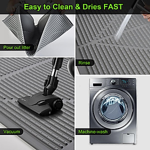 Mofason Cat Litter Mat XXL - Waterproof Kitty Litter Box mat for Floor - Extra Large Pet Trapping Litter Rug Pad - Silicone Cat Supplies &amp; Accessories for Indoor Cats (38&quot; x 25&quot;) -Grey