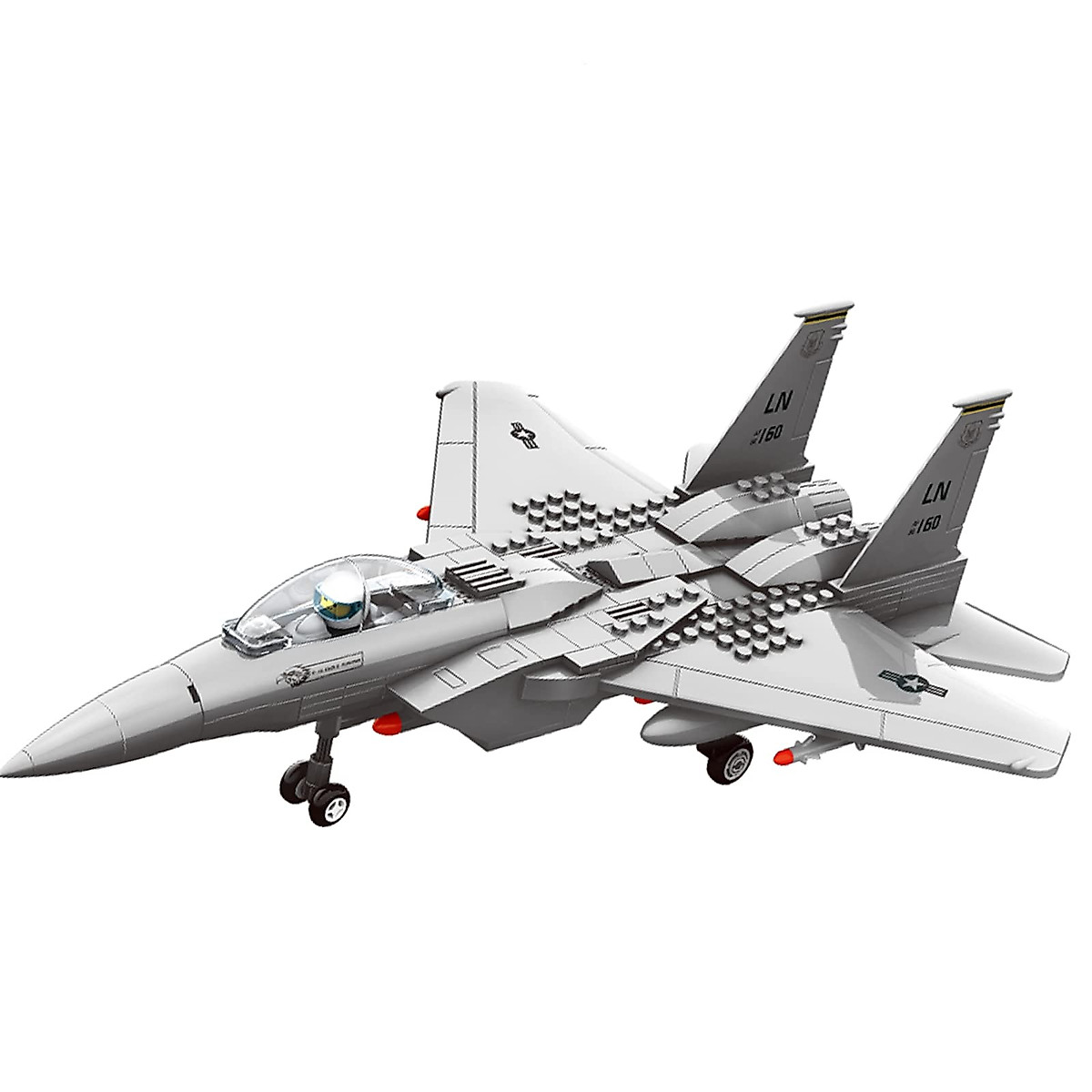 OQMI Military Airplane Toy F-15 Eagle Jet Fighter Building Block Sets, Birthday Gift for 6-10 Year Boy and Girl Building Block Lovers (262 Pieces)
