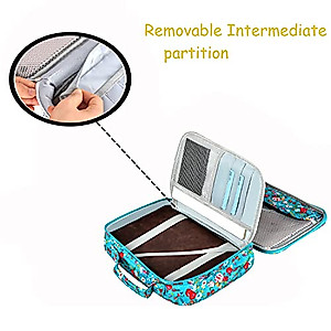 Carrying Bible Bag, Bible Cover for Women, Case Men, Bible Bag with Removable Pen Slots, Durable Zipper Bible Bag Carrying Case with Handle (Green- Flower)