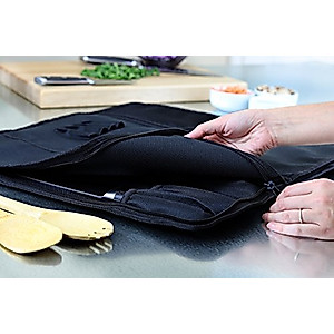Chef Knife Bag (8+ Slots) is Padded and Holds 8 Knives PLUS Your Meat Cleaver, Knife Steel, 4 Utensils, and a Zipped Pouch for Tools! Durable Knife Carrier also Includes a Name Card Holder. (Bag Only)