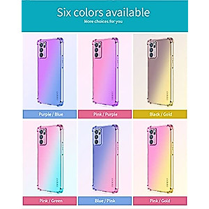 SHYXGLON for Oppo Reno 6 Pro Plus 5G Case, Oppo Reno6 Pro Plus 5G Case and Screen Protector Tempered Glass Transparent Ultra Thin Glitter Bumper Anti-Yellow Crystal Clear Cover (Purple/Blue)