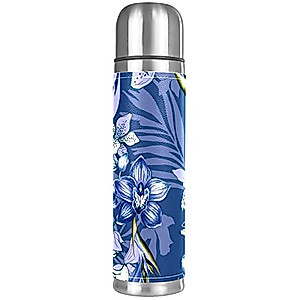 Orchids Paradise Bird Palm Leaves Vacuum Insulated Water Bottle Stainless Steel Thermos Flask Travel Mug Coffee Cup Double Walled 17 OZ