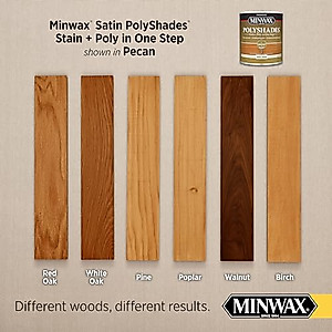 1 qt Minwax 61320 Pecan PolyShades Wood Stain And Polyurethane, Satin
