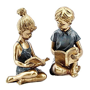 Bellaa 22951 Boy Girl Bookends Studious Reading Scholar Bookrack Book End 8 inch