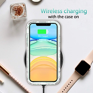 Coolwee Crystal Glitter Full Protective Case for iPhone 11 Heavy Duty Hybrid 3 in 1 Rugged Shockproof Women Girls Transparent for Apple iPhone 11 6.1 inch Shiny Clear Bling Sparkle