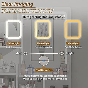 FUFU&GAGA Vanity Set with Mirror, Makeup Vanity Dressing Table with 5 Drawers, Shelves, Dresser Desk and Cushioned Stool Set (Lighted Mirror Vanity Set, 31.5" W x 15.7" D x 55.1" H)