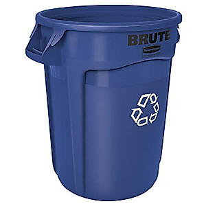 Rubbermaid Commercial Products Brute Heavy-Duty Round Recycling/Composting Bin, 20-Gallon, Recycle, Trash Can/Waste Container for Home/Garage/Bathroom/Outdoor/Driveway