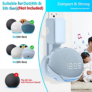 ZUOLACO Wall Mount Holder for Echo Dot 5th Generation, Outlet Hanger Stand for Echo Dot (5th & 4th Gen), Space-Saving Dot Accessories with Built-in Cable Management, Hide Messy Wires, Cloud Blue