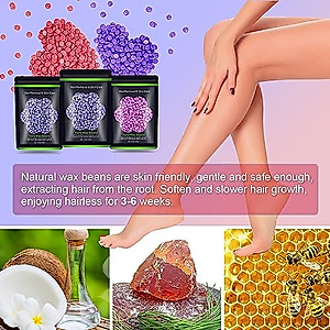 Wax Beads for Hair Removal 10.5oz/ 300g, Auperwel Hard Wax Beans for Brazilian, Face, Bikini, Eyebrow, Legs, At Home Painless Waxing Beads for Women Men 3 packs