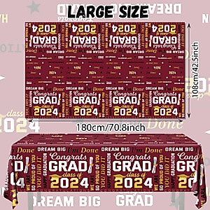 Lenyunge Graduation Tablecloth Class of 2024,Graduation Party Decorations Congrats Grad Tablecover for 2024 Graduation Party Supplies,Maroon 3Packs Plastic High School University College Decorations