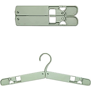 Foldable Travel Hanger Pants Hangers Lightweight and Durable Non-deformable Plastic Cloths Hanger Fits All Clothes and Socks Towel Can Be Folded Down for Easy Storage(Green) (Green)