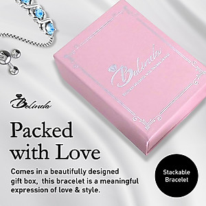 Belinda Jewelz - Birthstone Bangle Bracelet, Birthstone Bracelets for Women with 8 Round Stones, 925 Sterling Silver Adjustable Bracelet, Blue Topaz Birthstone Jewelry with Bolo Closure, 11”