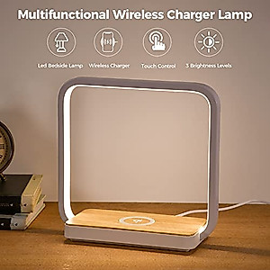blonbar Bedside Lamp Qi Wireless Charger LED Desk Lamp with Touch Control 3 Light Hues,Table Lamp Eye-Caring Reading Light for Kids, Adults, Home, Dorm and Office,Wireless Charge for All Qi Devices