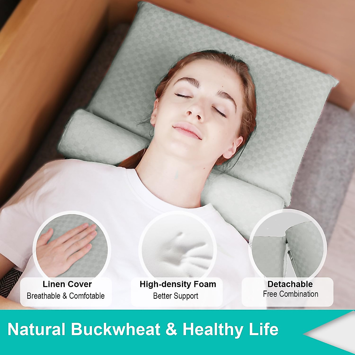 Neck Stretcher for Pain Relief Sleeping Pillow, Neck and Shoulder Relaxer Cervical Traction Device Pillow for Muscle Relax and TMJ Pain Relief