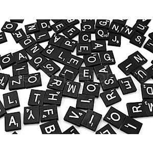 CleverDelights 100 Wood Letter Tiles - Black Color - Complete Set - Game Replacement Pieces