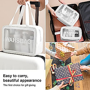 MicoSim Clear Toiletry Bag Set for Women Men, Translucent Waterproof Travel Makeup Bag with Handle, Large Capacity Sturdy & Leak Resistant Cosmetic Bag Pouch for Traveling,Accessories…