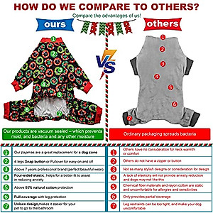 LovinPet Dog Christmas PJS Large Size Dog: Long Sleeve Shirt for Dog, Holiday Dog Costume, Lightweight Pullover Joy Holiday Wreaths Black Prints Large Dog PJ's Pitbull Clothes Christmas Outfit Large