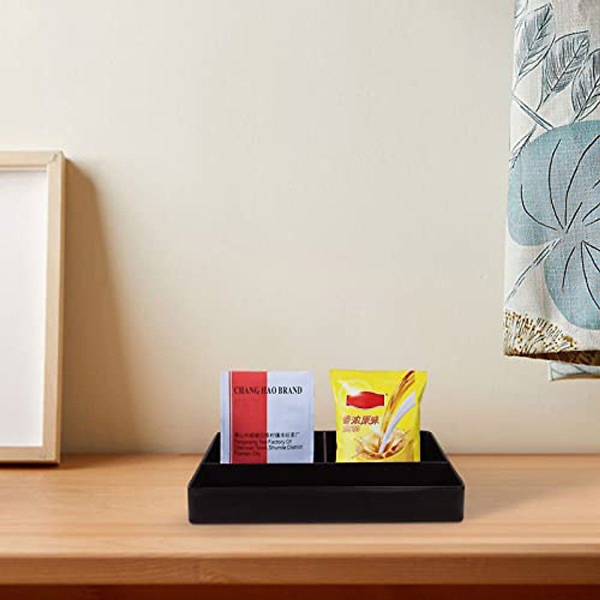 BESTonZON Coffee Bag Box Office Plastic Tea Bag Organizer Desktop Seasoning Packet Holder Sugar Bag Container for Countertop Cabinet Coffee Bar (Black)