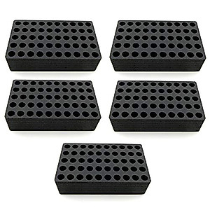 Polar Whale 5 Test Tube Racks Black Foam Storage Rack Organizer Stand Transport Holds 50 Tubes Each Fits up to 16mm Diameter Tubes