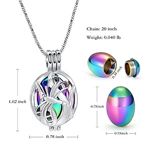 Yinplsmemory Dragonfly Urn Necklace for Ashes for Human/Pet Ashes Stainless Steel Hollow Memorial Locket Pendant Jar Keepsake Cremation Jewelry