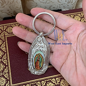 Personalized First Communion Keychain Favor (12 PCS) Engraved Our Lady of Guadalupe Baptism Metal Key Ring/Recuerdos Para Primera Comunion Niña Niño/Customized Christening