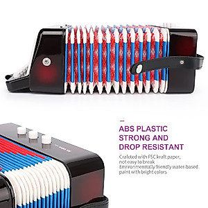 Button Accordion 10 Keys Control Accordion include 3 Air Valve Easy to Play Lightweight Environmentally-friendly Kid Instrument for Early Childhood Development (Black)