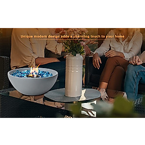 Tabletop Fire Bowl, 10.5 Inch Portable Clean Burning Alcohol Firepit, Concrete Fireplace for Indoor and Outdoor use Gray